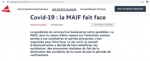 Covid-19. L'assureur MAIF rembourse ses assurés (en vue d'un don ...