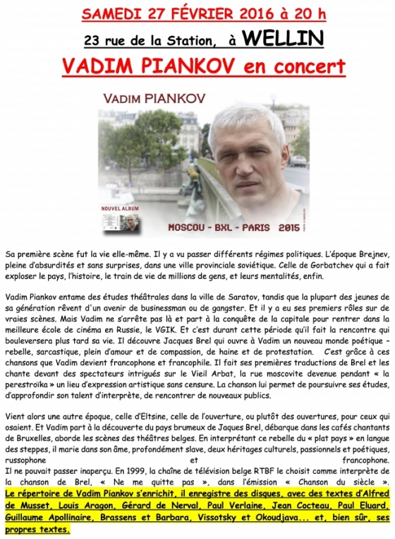 Wellin : Vadim Piankov en concert le 27 février... - Le Blog de Wellin