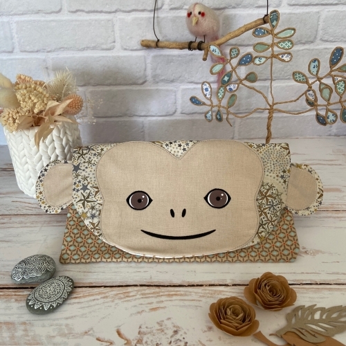 Diy : tuto Pochette avec rabat singe en appliqué pour Challenge ...