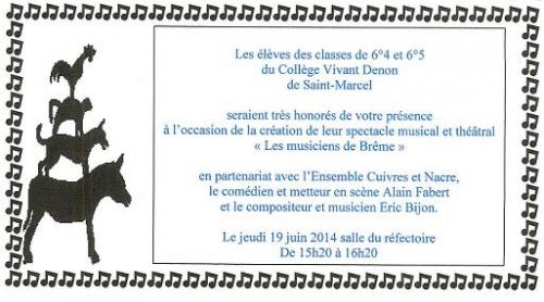 Invitation - spectacle du jeudi 19 juin : Collège Vivant Denon à St ...