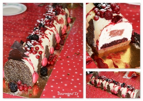 Bûche chocolat blanc et fruits rouges : Gourmand'Iz